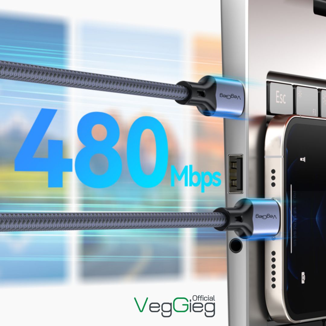 Fast charging cable USB-C to Lightning for iphone wrap - V-M002L - VegGieg