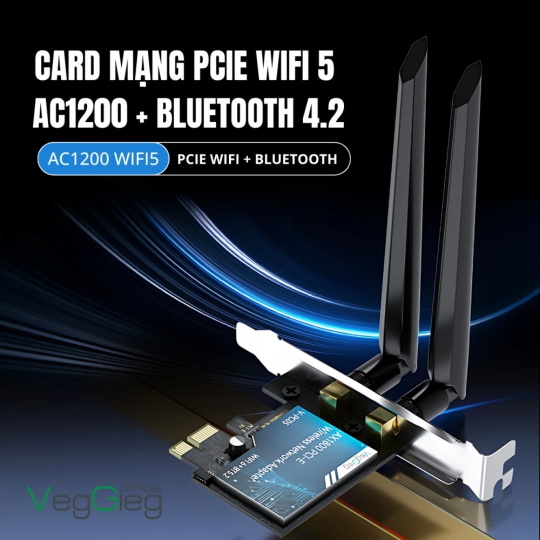 PCIE AC1200 Wifi 5 + Bluetooth 4.2 - V-PC04 - VegGieg